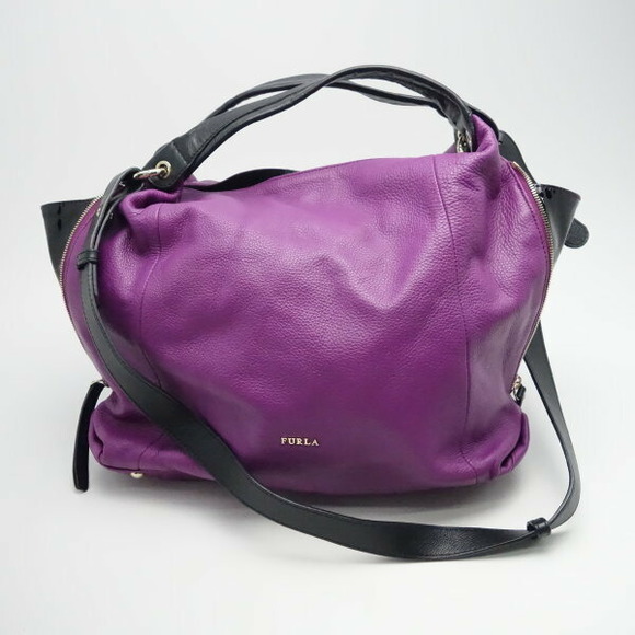 Furla | Bags | Furla 2way Calf Leather Shoulder Bag Purple Black | Poshmark
